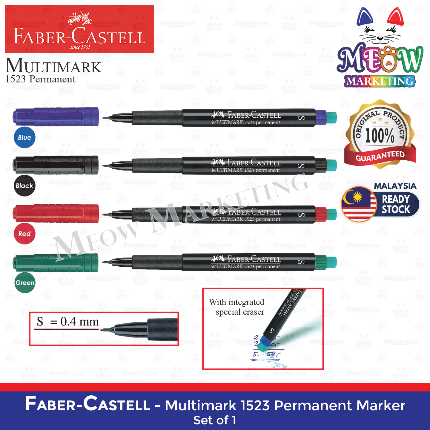 Faber Castell Multimark 1523 / Multi Surface OHP Erasable Permanent ...