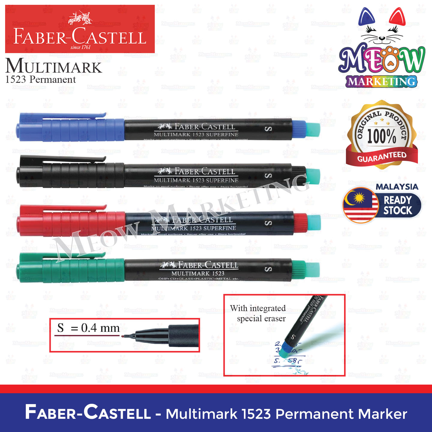 Faber Castell Multimark 1523 / Multi Surface OHP Erasable Permanent ...