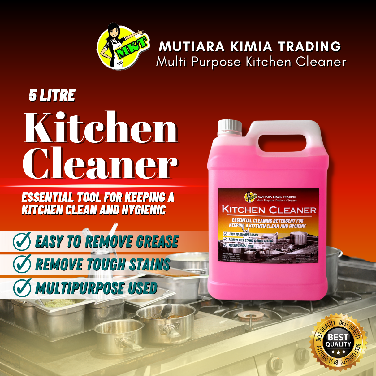 MKT 5L Kitchen Cleaner heavy oil kitchen cleaner sabun chemical cuci dapur heavy duty degrease ...