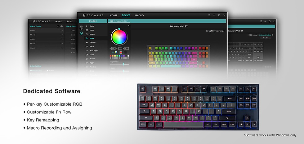 TECWARE Veil 87 Barebone Keyboard Kit - Compatible with all MX Switch ...