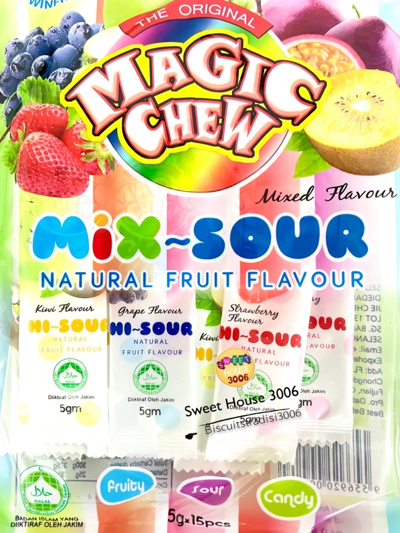 Twinfish Magic Chew Hi Sour Chewy Candy Mix Fruit Apple Grape ...