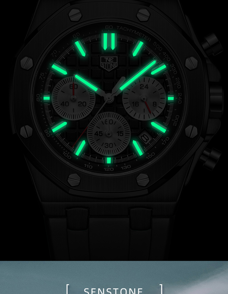 SENSTONE Jam Tangan Lelaki Original Waterproof Stainless Sports Rubber ...