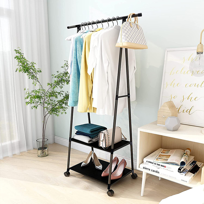 Triangle Clothes Hanging Rack Wheels Garment Coat Pants Hanger Shelf ...