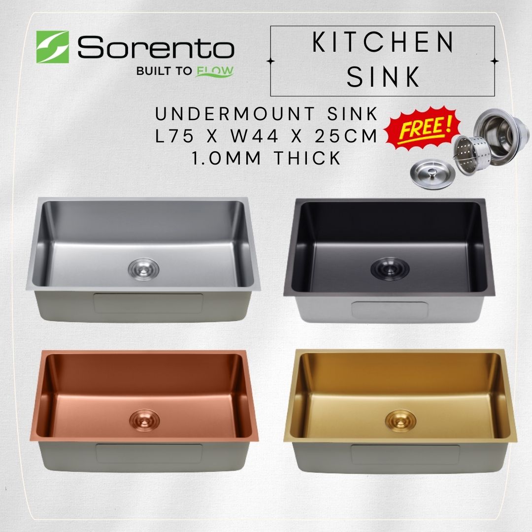 SORENTO Undermount Kitchen Sink 750x440 Stainless Steel 304 Single Bowl ...