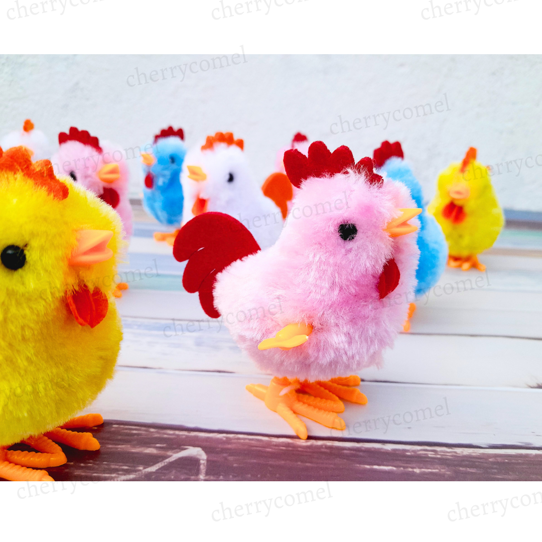 Wind Up Cute Plush Rooster Chicken Kids Educational Toy Clockwork ...