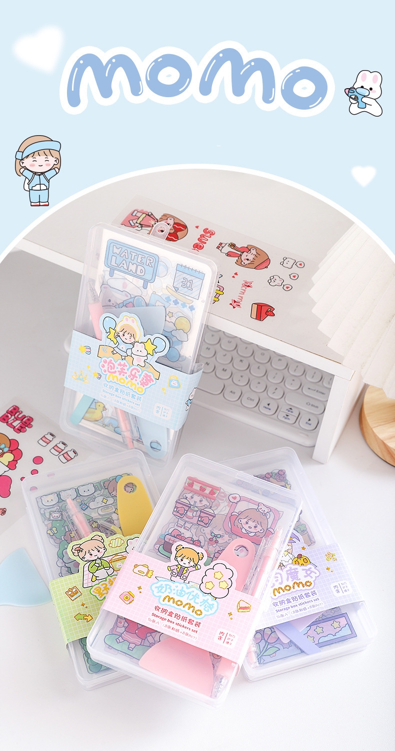 *DEC DEALS* Creative Cute Cartoon Momo Series Storage Box Stickers Kit ...