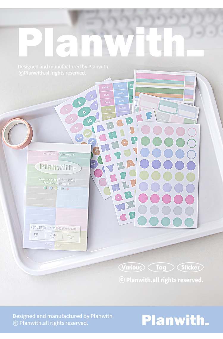INS Planwith Various Purposes Stickers Booklet Index Tag Date Numbers DIY Decorations Journal ...