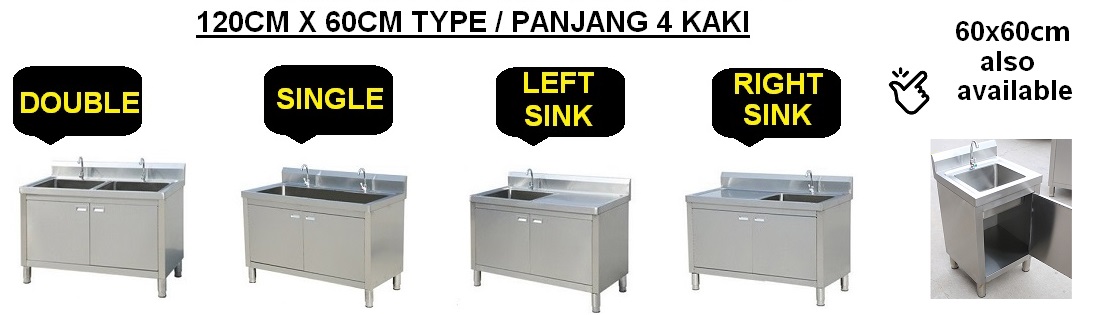 PREMIUM SINK CABINET 120CM 高档不锈钢洗槽柜子 BAR SINKS / BASIN BASUH CUCI HEAVY ...
