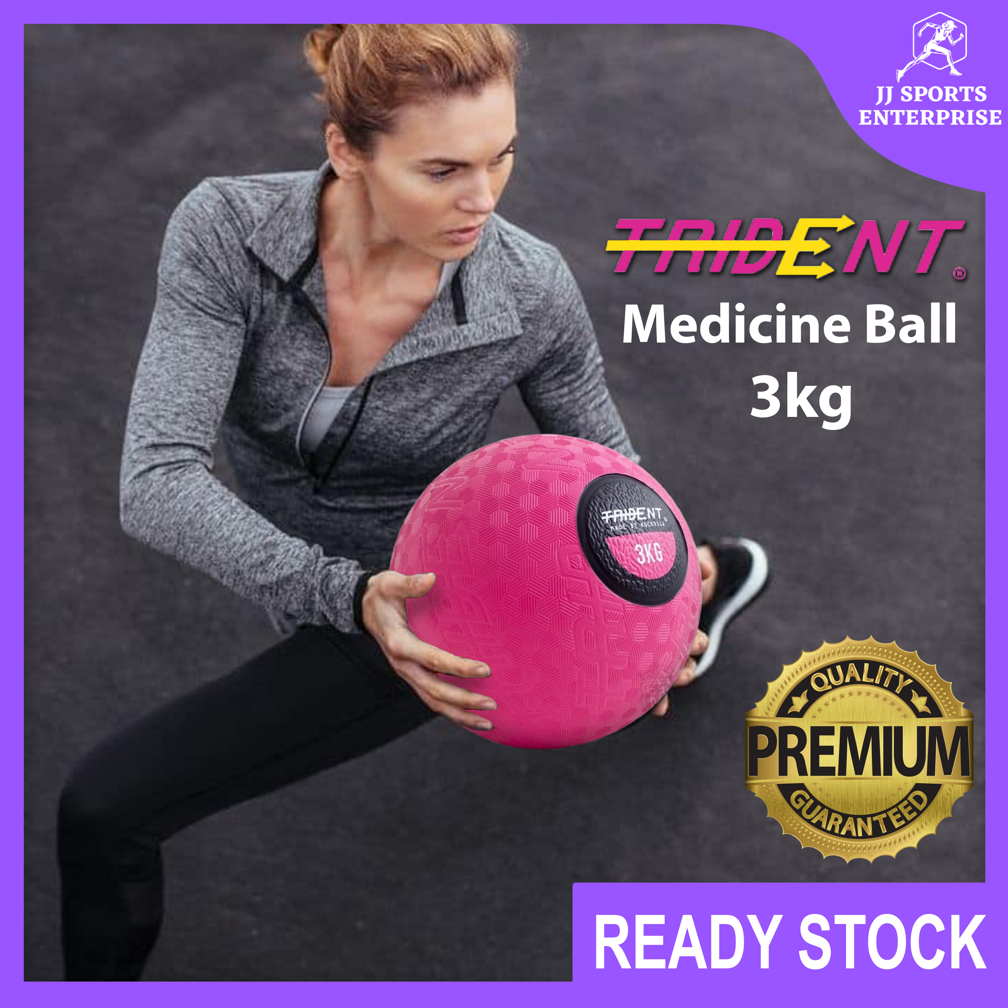 Trident Premium Rubber Medicine Ball with Bounce 3kg Rubber Gravity ...