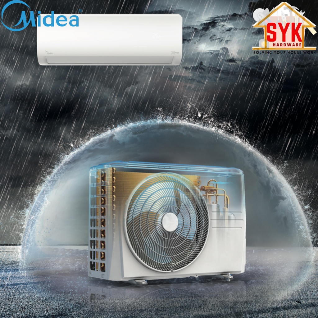 SYK Midea Non Inverter Aircond 1Hp MSGD-09CRN8 Air Cond 1hp Xtreme Dura R32 Air Conditioner ...