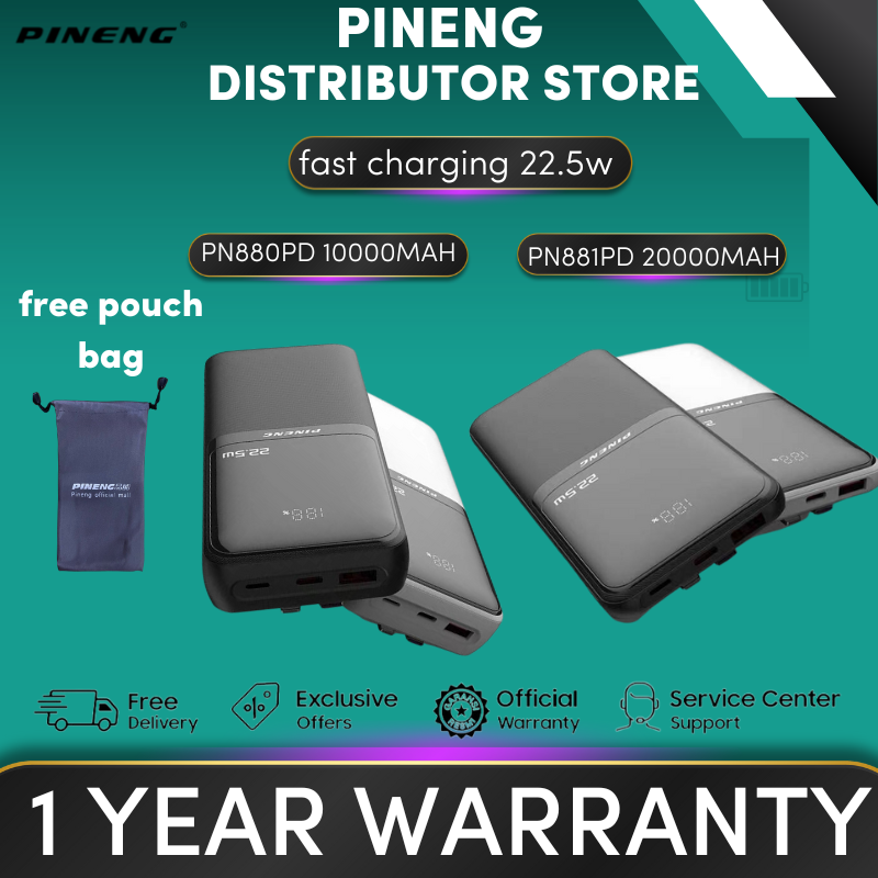 Pineng PN-881 PN-880 Powerbank PD+QC 3.0 With 2 Built In Cables ...