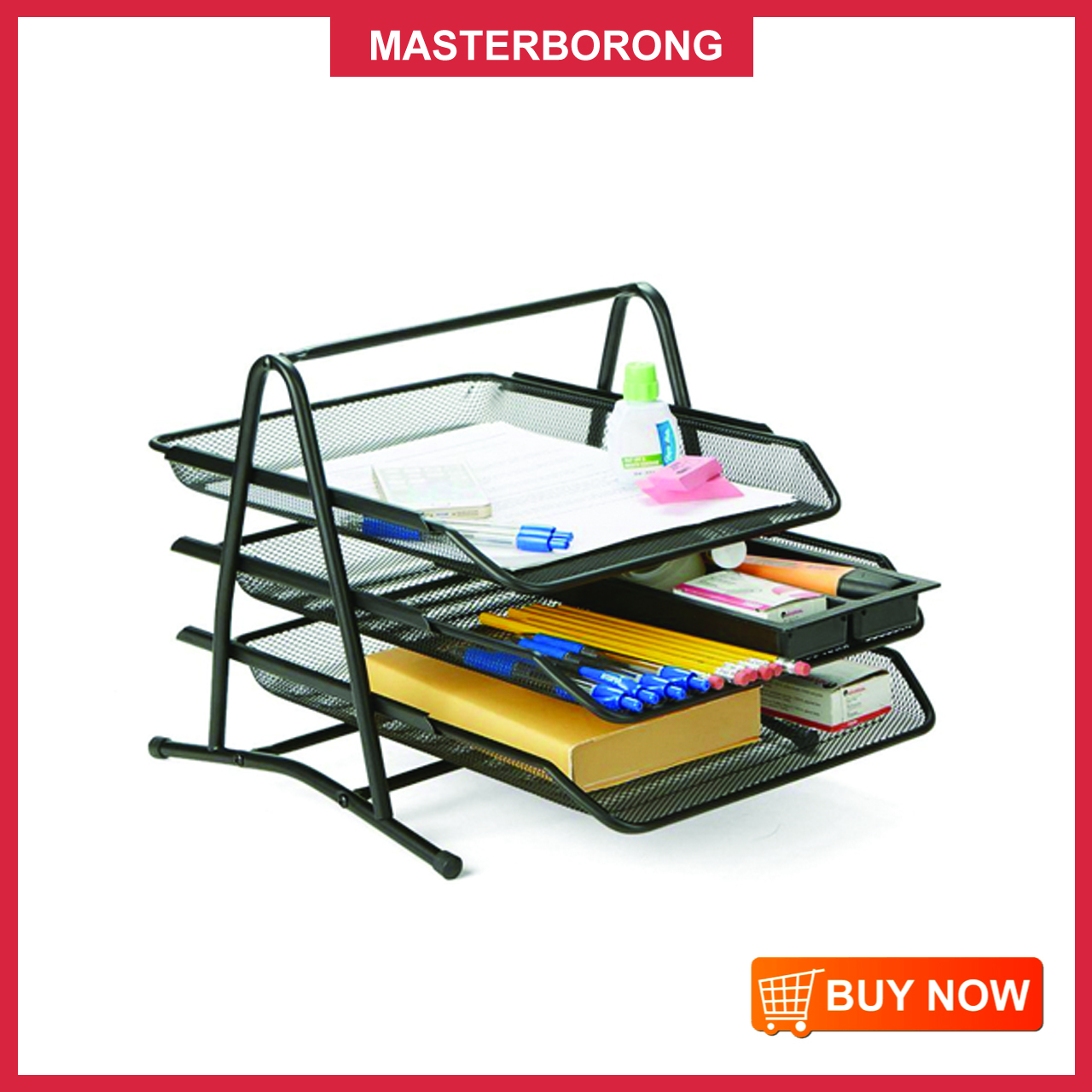 masterborong 3 Tier File Document Letter Paper Tray Sorter Collection ...