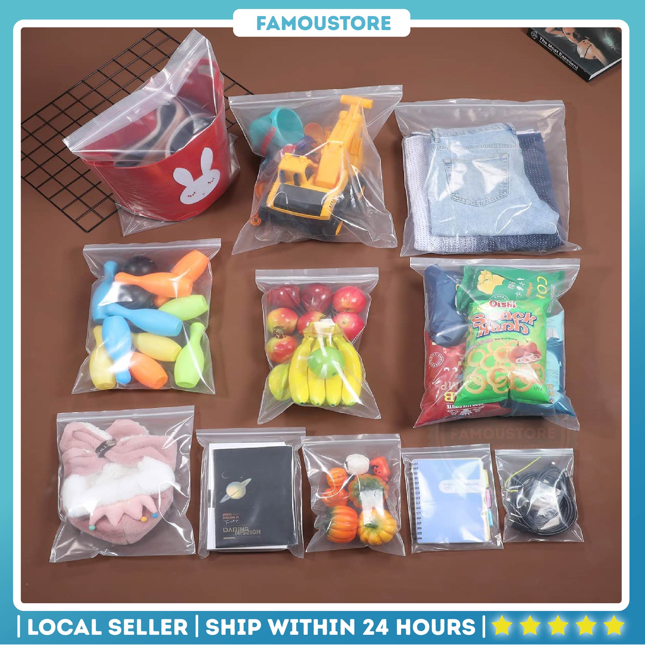 [100PCS] Extra Thick (0.12mm) Large Size Zip Lock Transparent Plastic ...