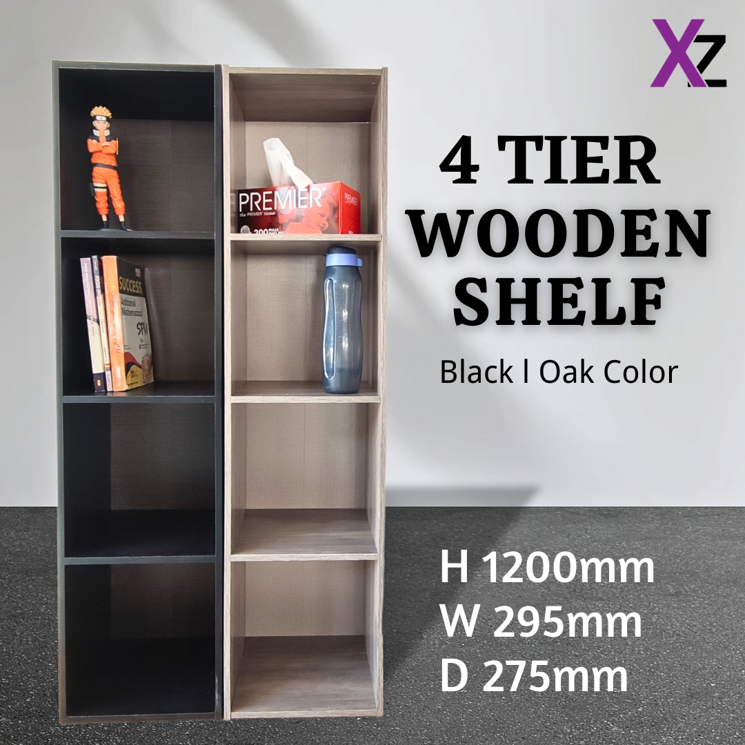 4 Tier Bookshelf Rak Buku Rack Storage Multipurpose Rack Cabinet ...