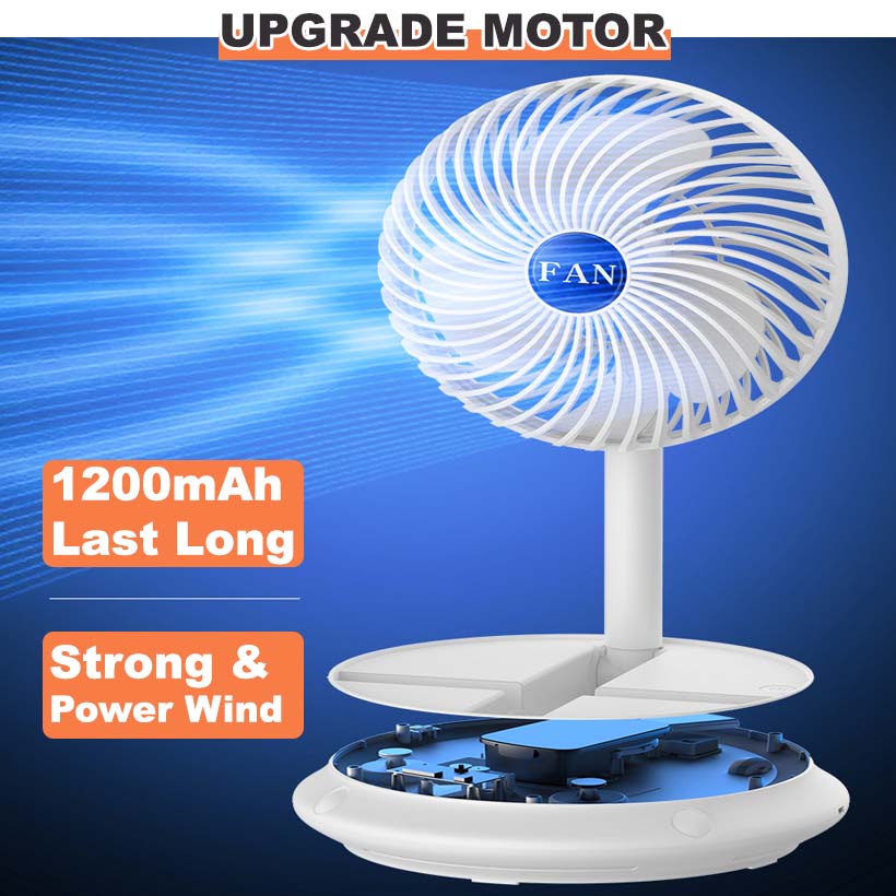 3 MODES Kipas mini portable Desk fan usb Rechargeable foldable mini fan ...