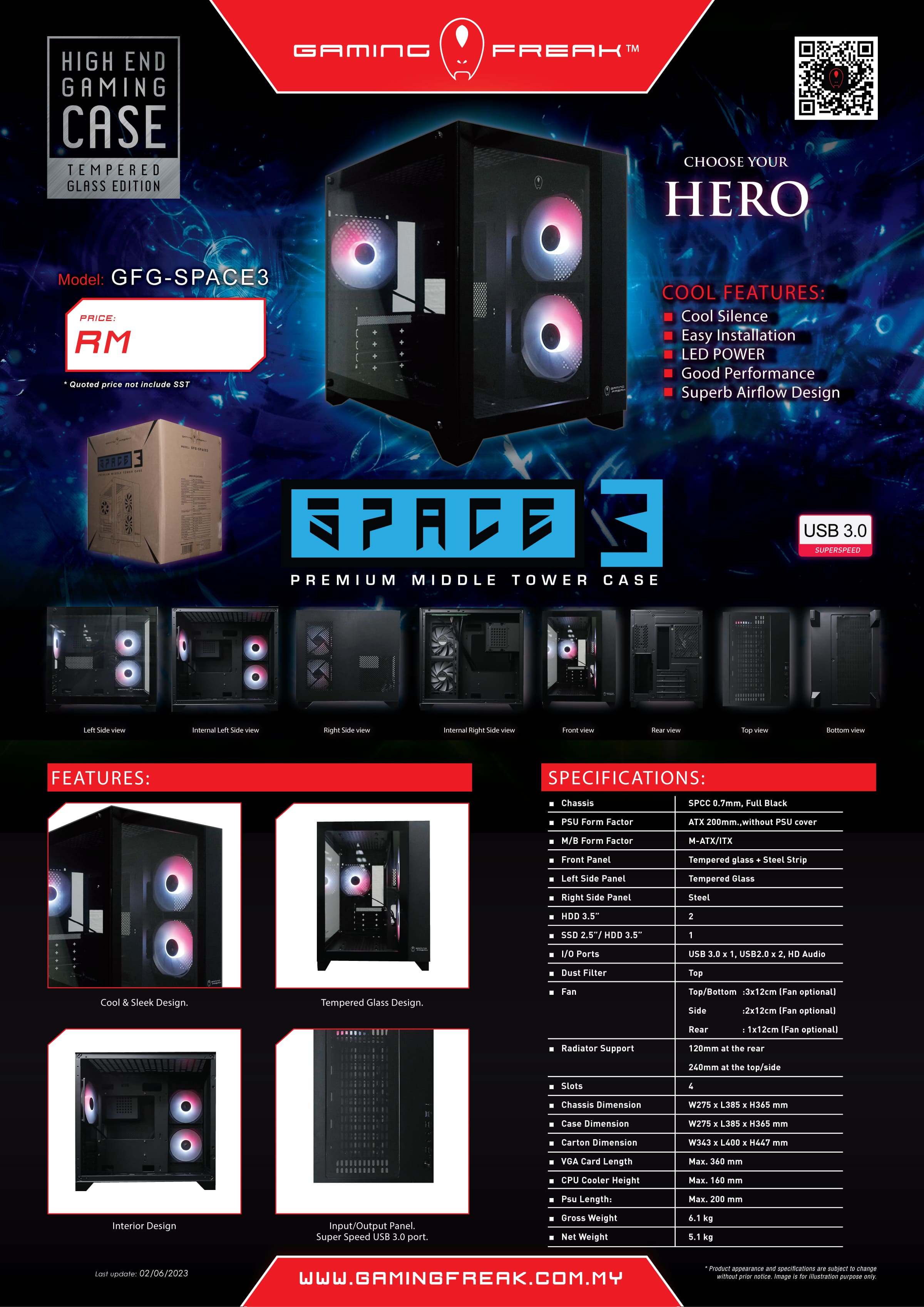 Gaming Freak Space 3 Premium Micro-ATX Tower Case | Shopee Malaysia