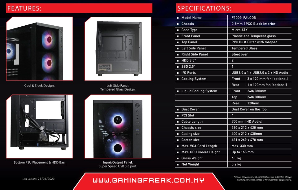 Gaming Freak F100G Falcon Premium Mid Middle Tower MATX Micro ATX AVF ...