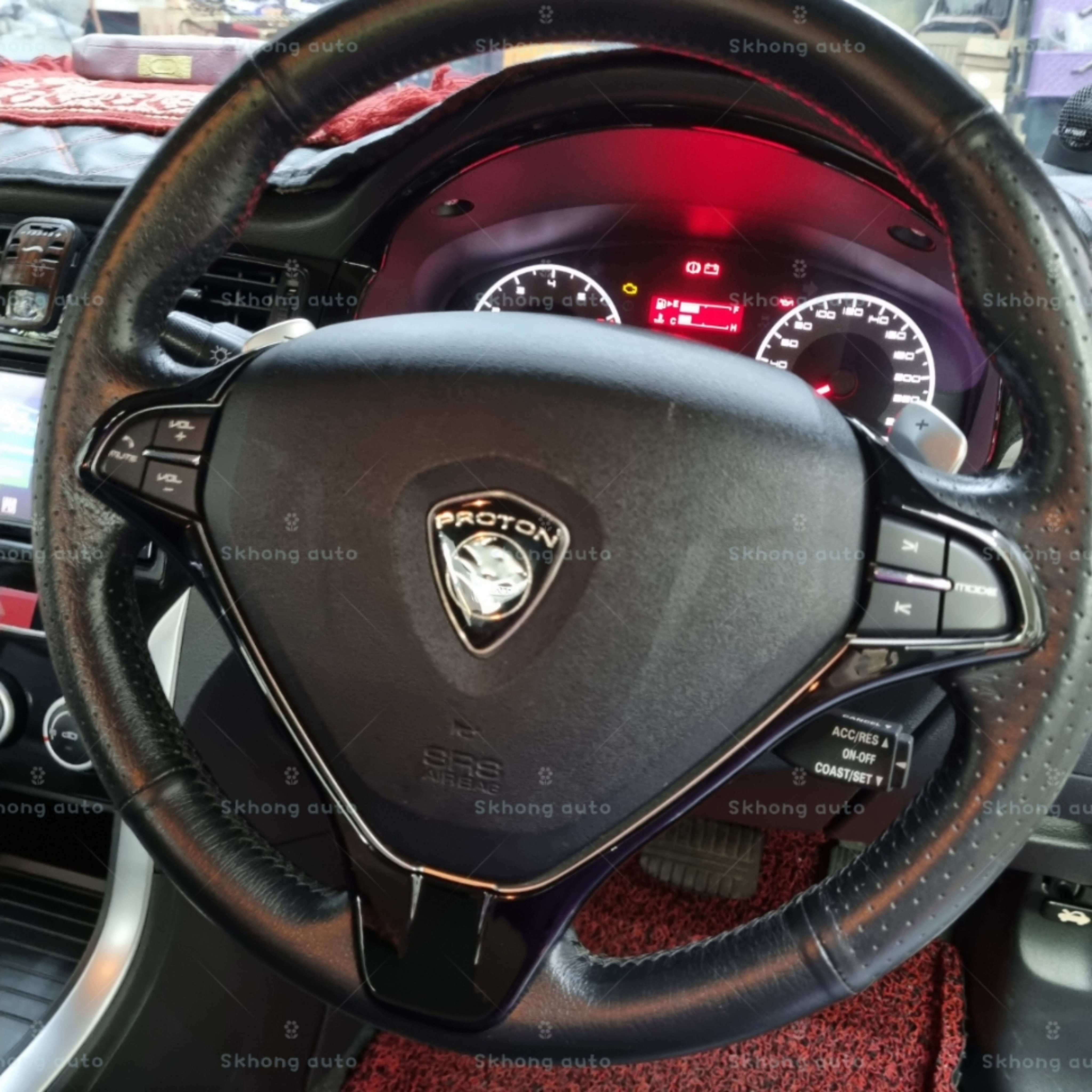 proton preve red forged carbon fiber steering wheel frame cover garnish ...