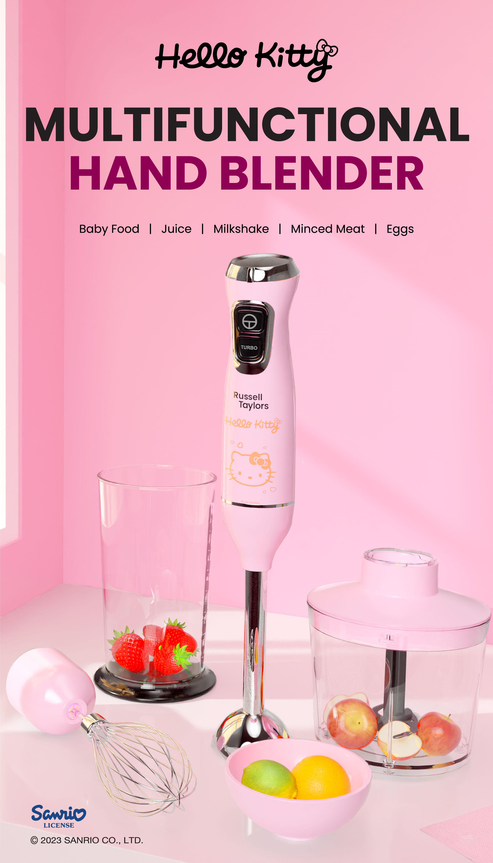 Russell Taylors x Sanrio Hello Kitty Hand Blender Food Processor (600W ...