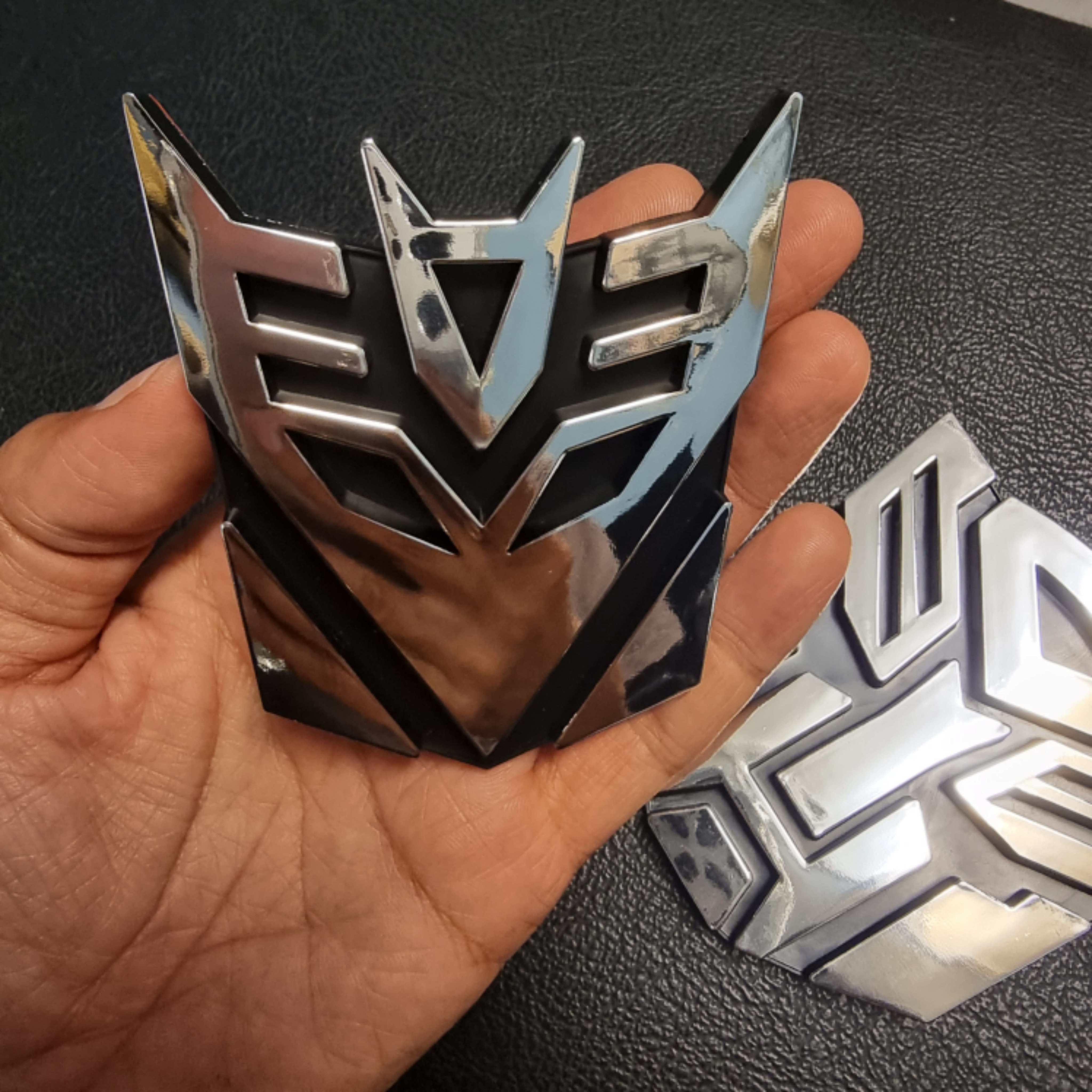 Abs Chrome Silver Plating Emblem Logo Sticker Transformer Autobot ...