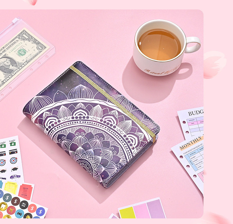 A6 PU Mandala Cash Budget Planner 6Ring Binder Zipper Folder Storage ...