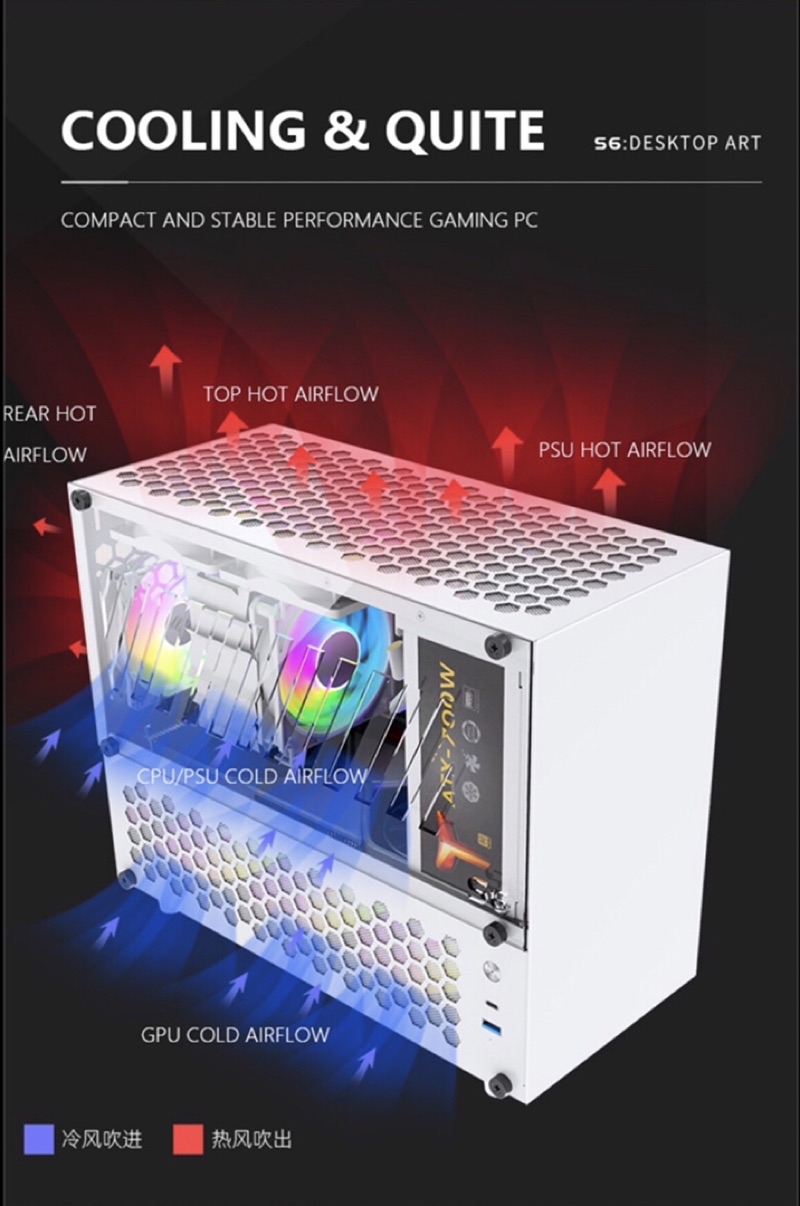 METALFISH S6 Computer Compact Case Gaming PC Chassis Support 31cm ...