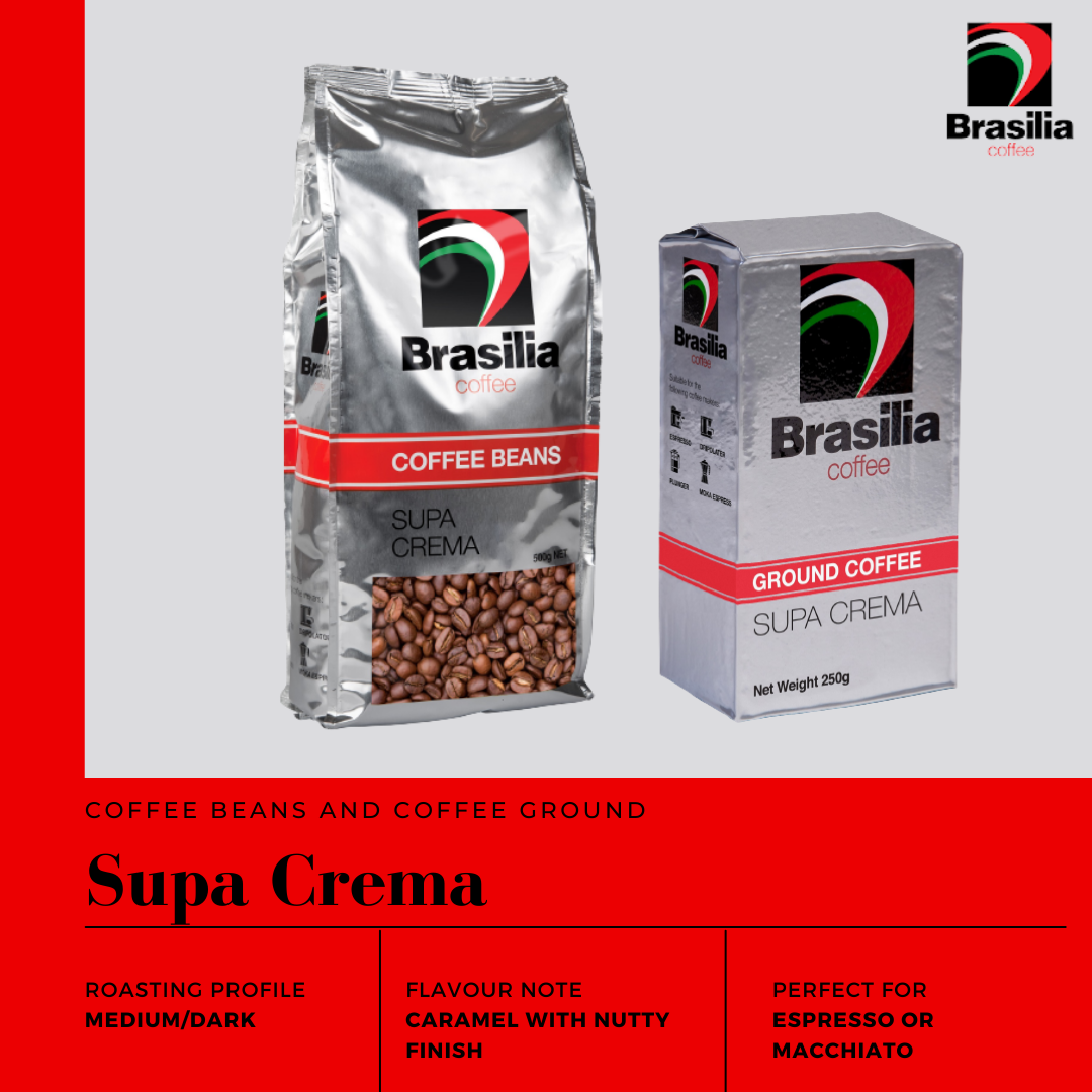 Brasilia Ground Coffee Brick Pack Supa Crema 250g, 100% Arabica Coffee ...