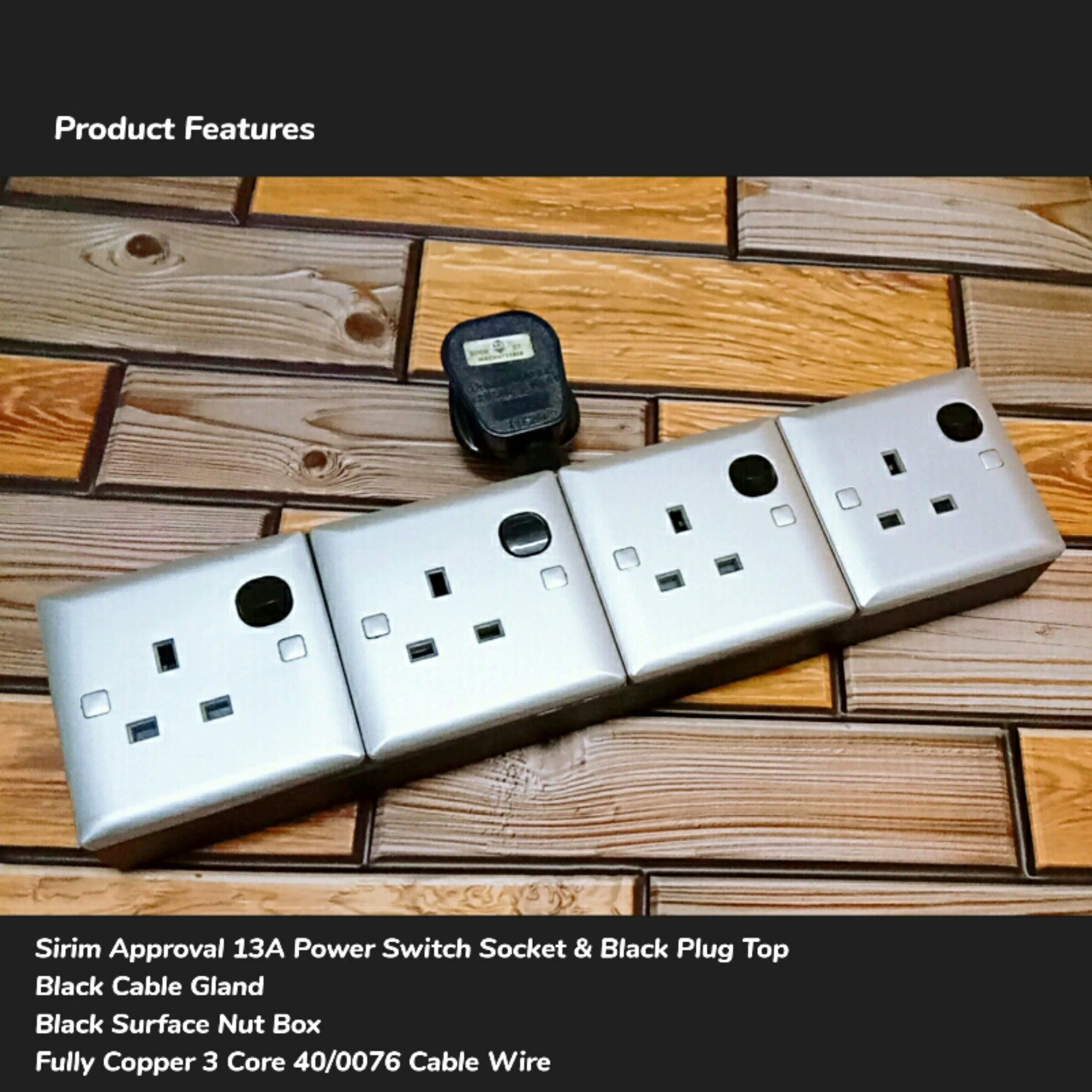 Heavy Duty 2/3/4 Gang Matte Grey T-Adaptor Wall Extension Plug Wire ...