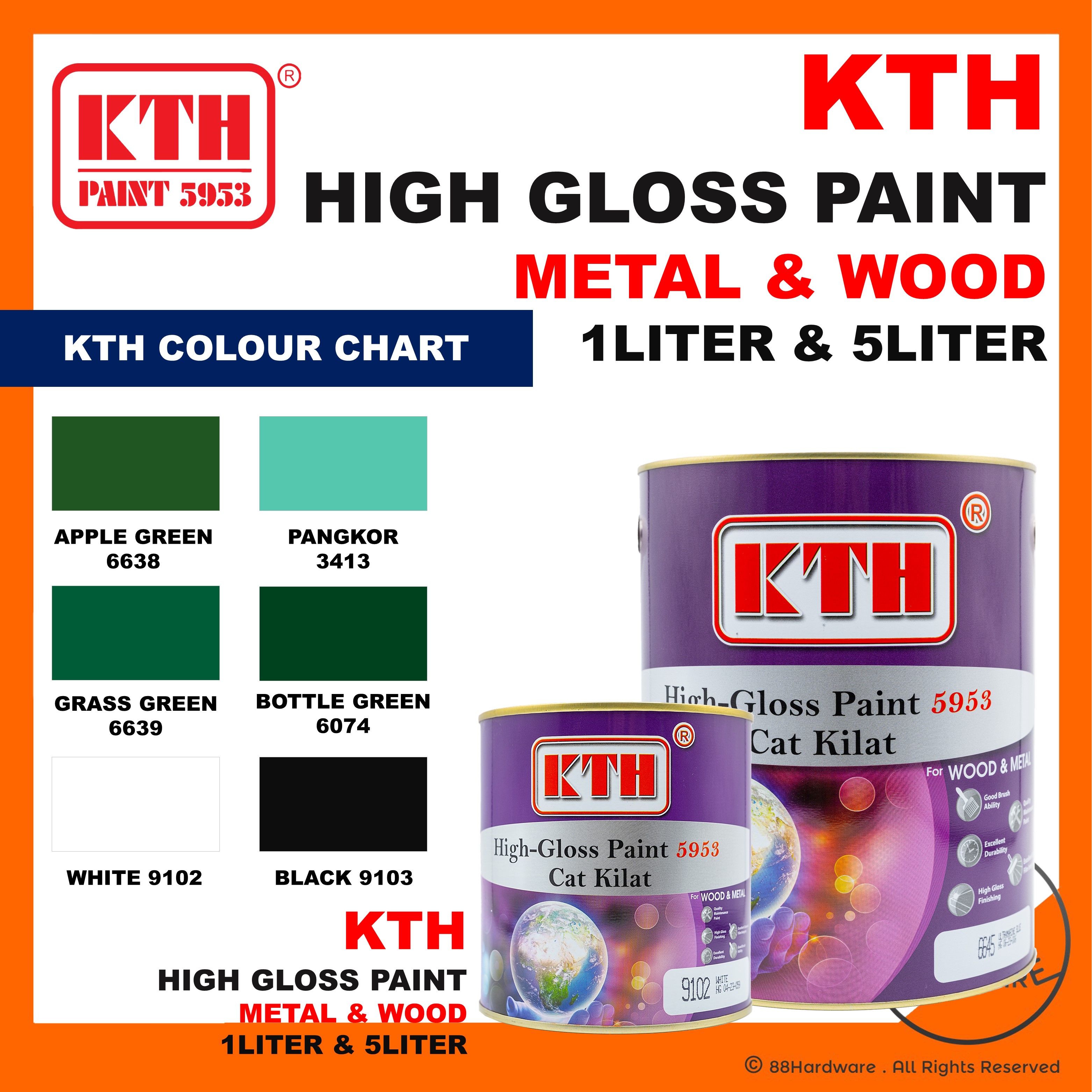 【FAST DRY】5L KTH 5953 K-996 cat kayu kilat / cat minyak kayu / wood paint / cat besi metal paint ...