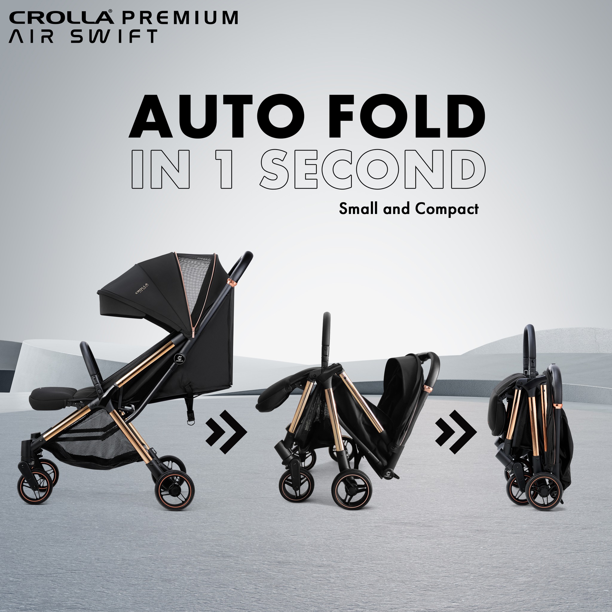 Crolla Premium Air Swift Newborn Infant Baby Stroller Cabin Size Travel ...