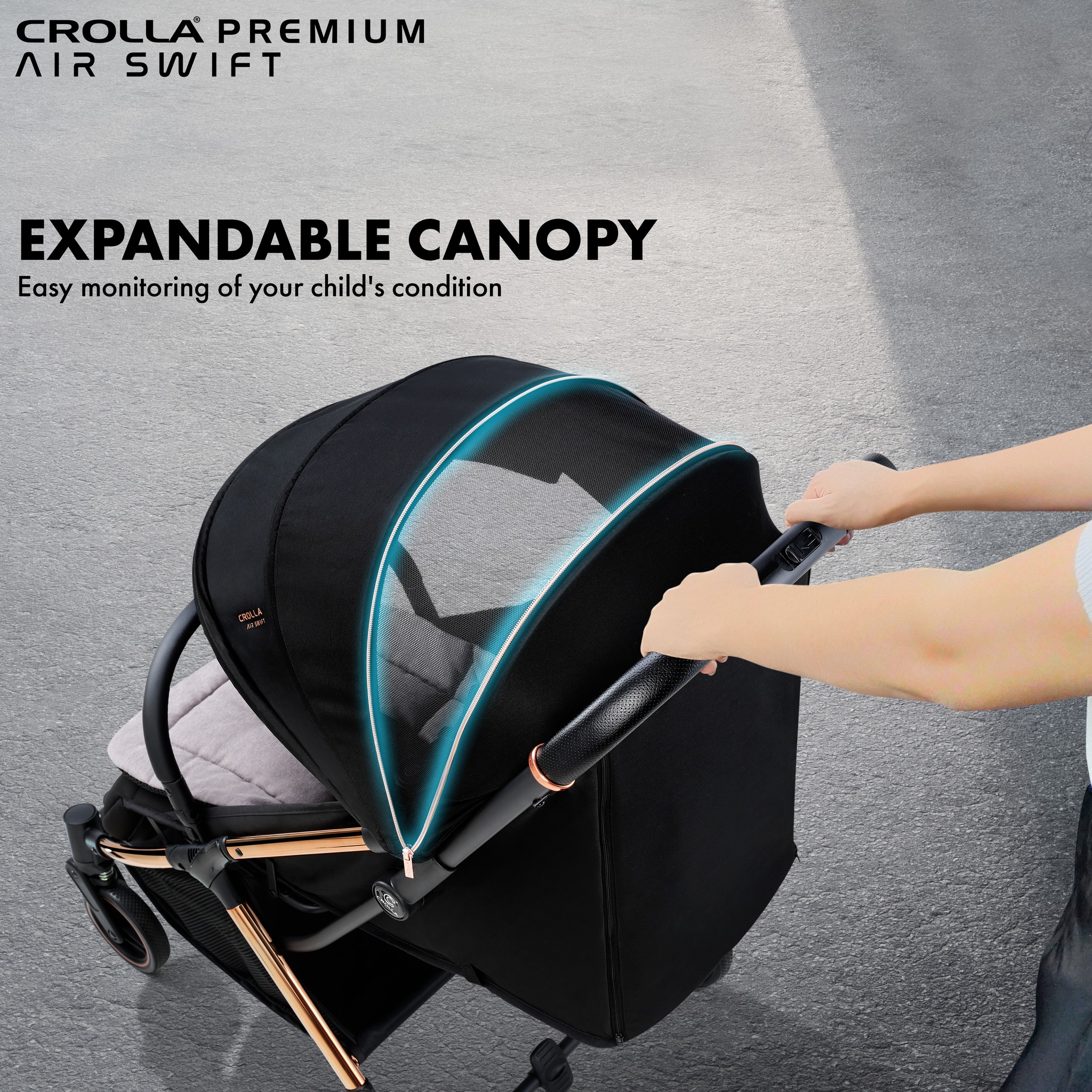 Crolla Premium Air Swift Newborn Infant Baby Stroller Cabin Size Travel Friendly Stroller (0 ...