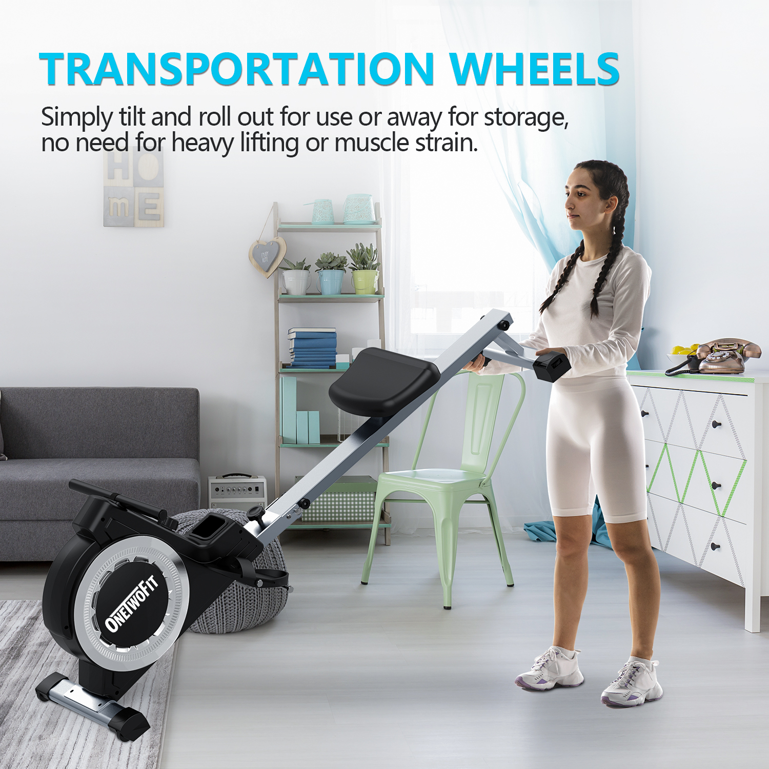 OneTwoFit 16 Level Resistance Rowing Machine with Magnetic Resistance ...
