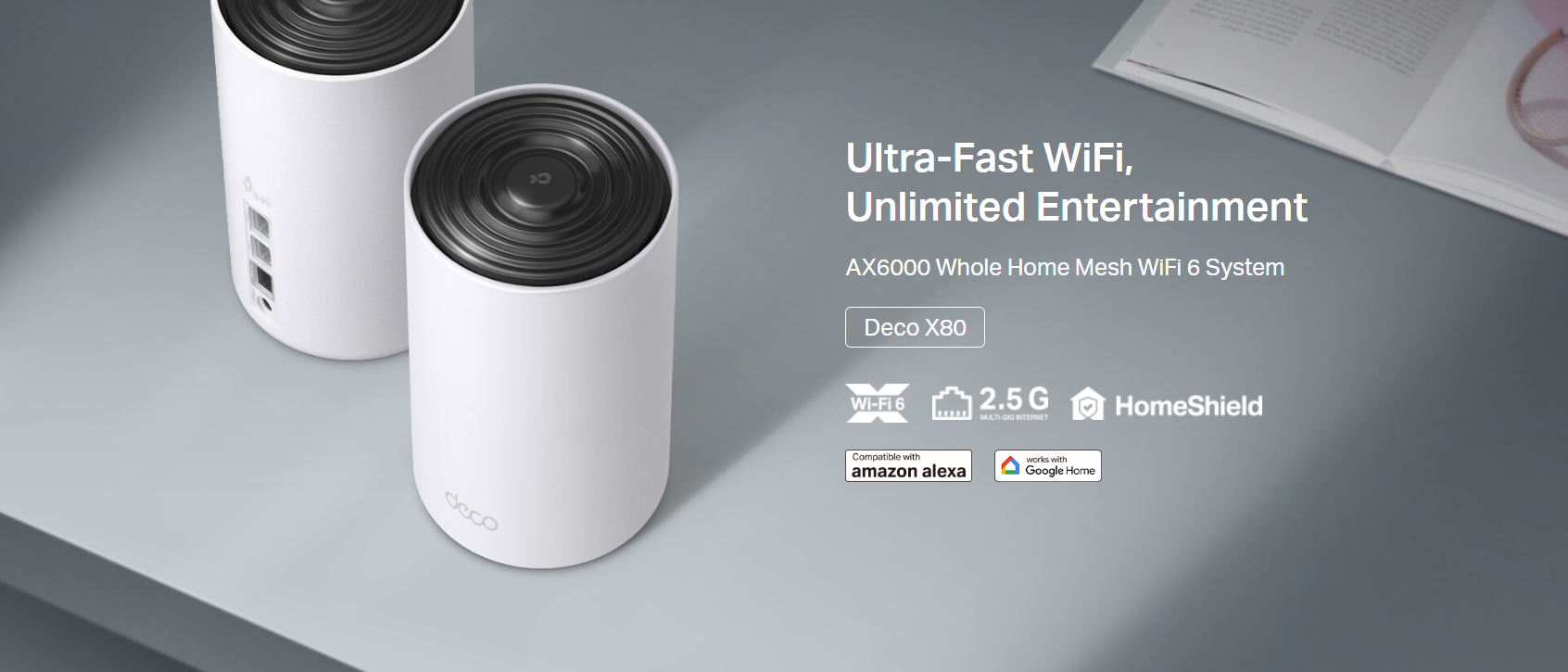 TP-Link Deco X80 AX6000 2.5G Ethernet WiFi 6 Dual Band Ai-Driven Mesh Wi-Fi Wireless AX WiFi6 ...