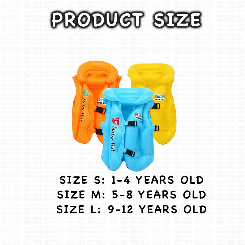 Kids Swimming Life Vest Jacket Inflatable Swimsuit Floatable Swim Pool ...
