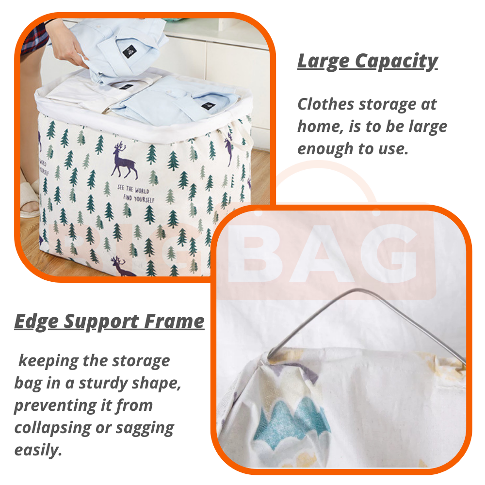 100L / 140L Foldable Laundry Basket Bakul Baju Kotor Organizer Clothes ...