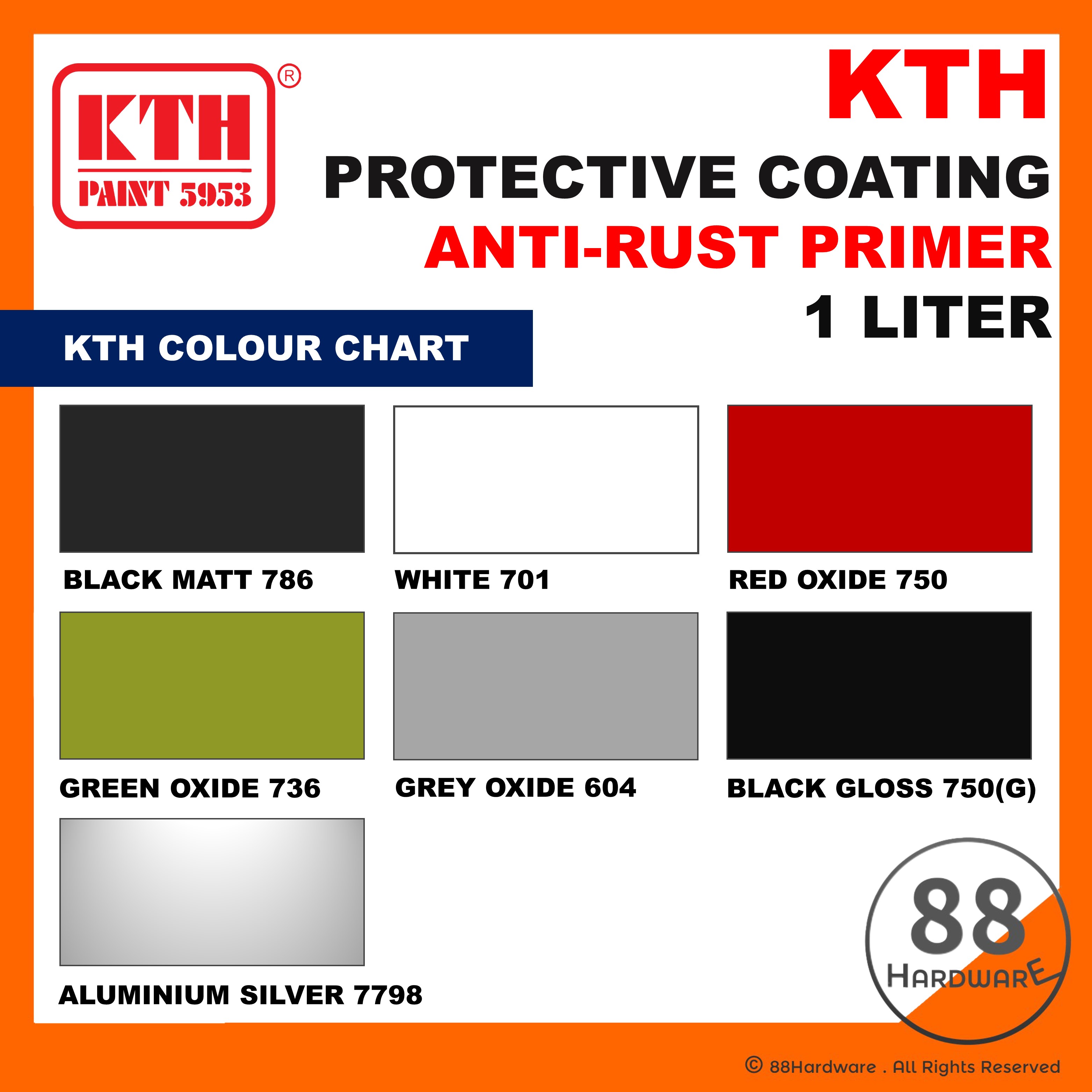 1L KTH 786 785G 750 736 604 199 cat besi anti karat /anti rust paint ...