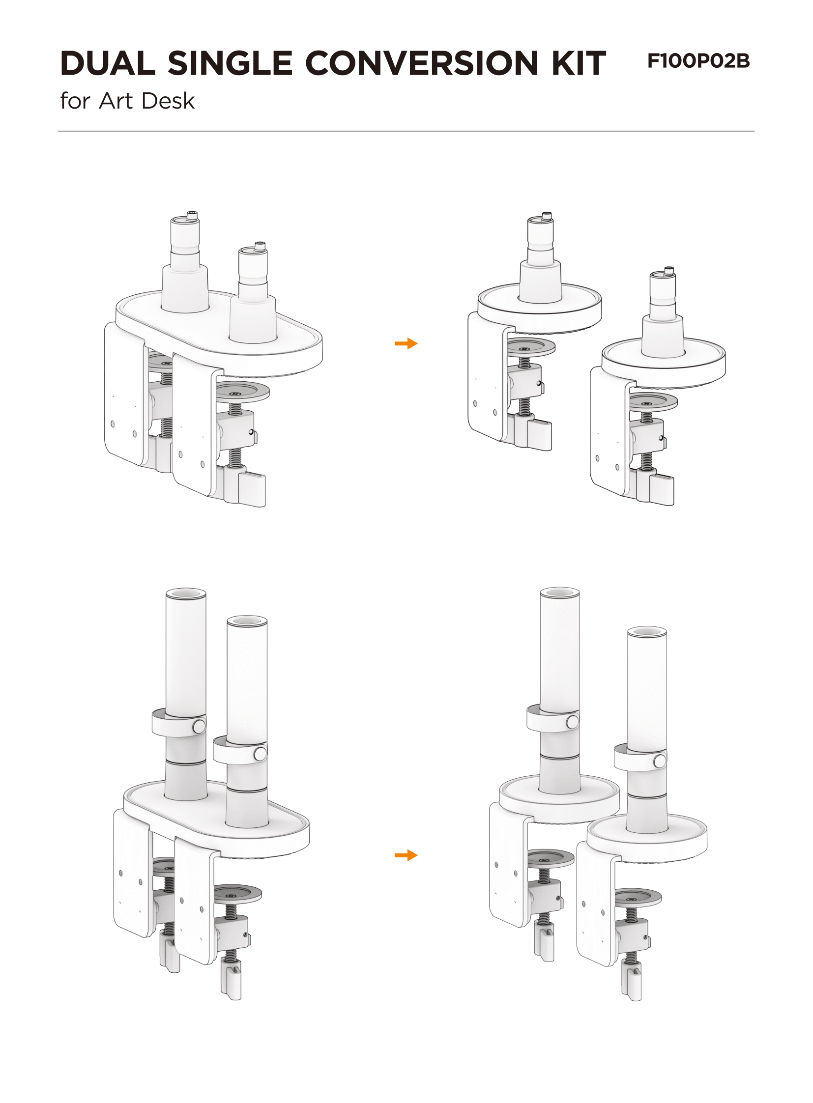 the Aryl™ Dual-Single Conversion Kit For Art Dual-Slider Monitor Arm ...
