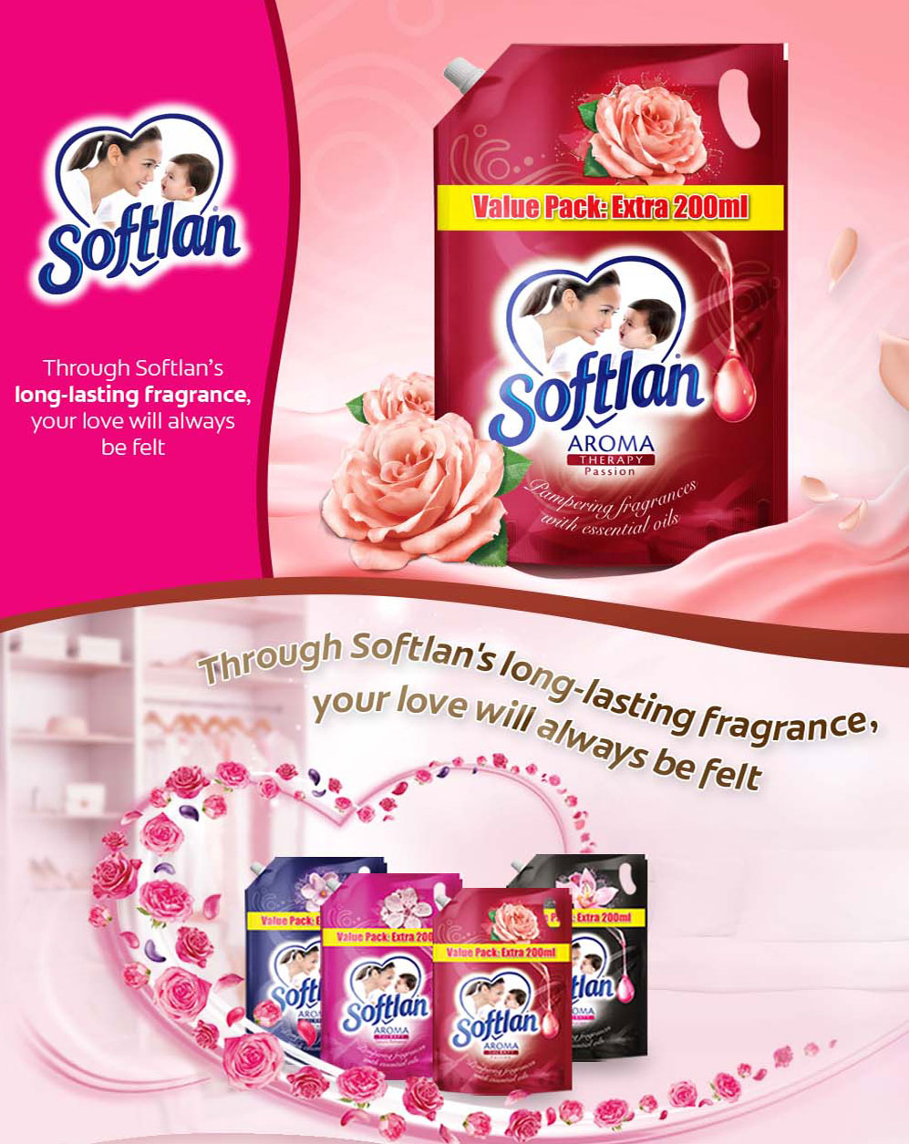 Softlan Aroma Therapy Passion (Red) Fabric Softener Valuepack 1.5L ...