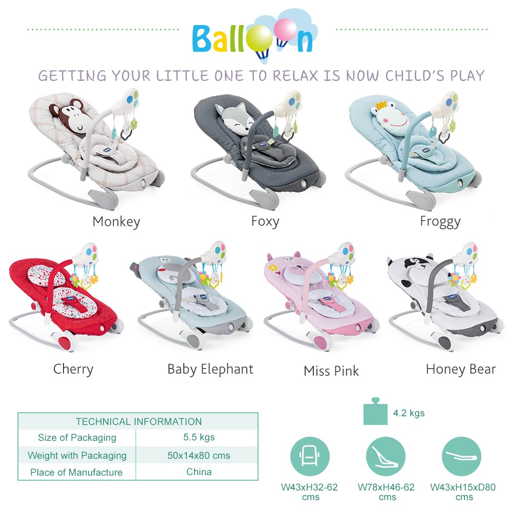 Chicco Balloon Baby Bouncer / Baby Rocker ( 0 - 18kg ) | Shopee Malaysia
