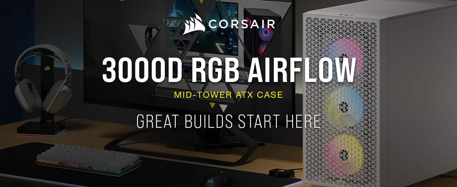 Corsair 3000D AIRFLOW Series Tempered Glass Mid-Tower ATX Case - 3000D ...