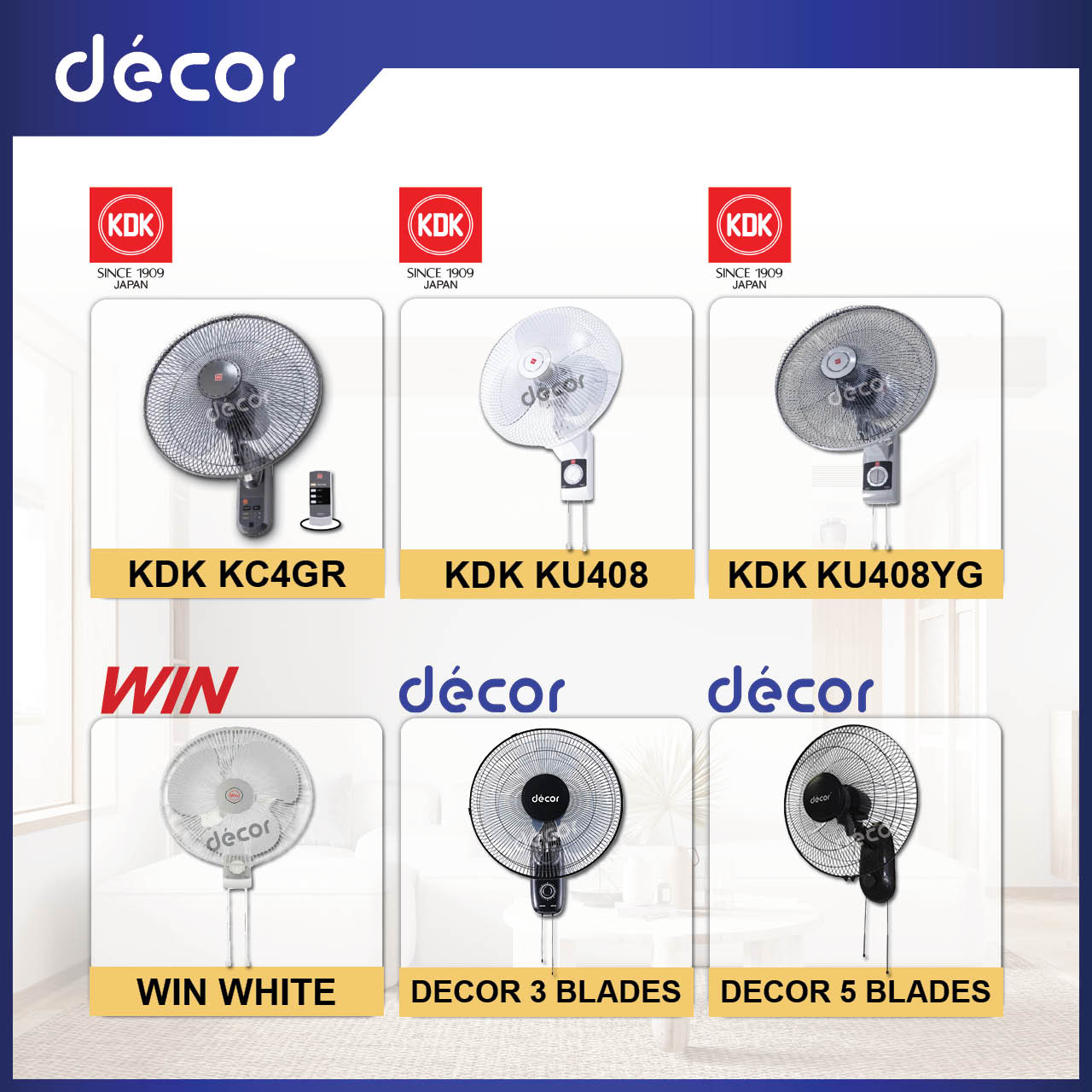 KDK Fan KDK KU408YG KC4GR DEKA WF68 DWF6R PANASONIC FMU408 FMU44R WIN ...