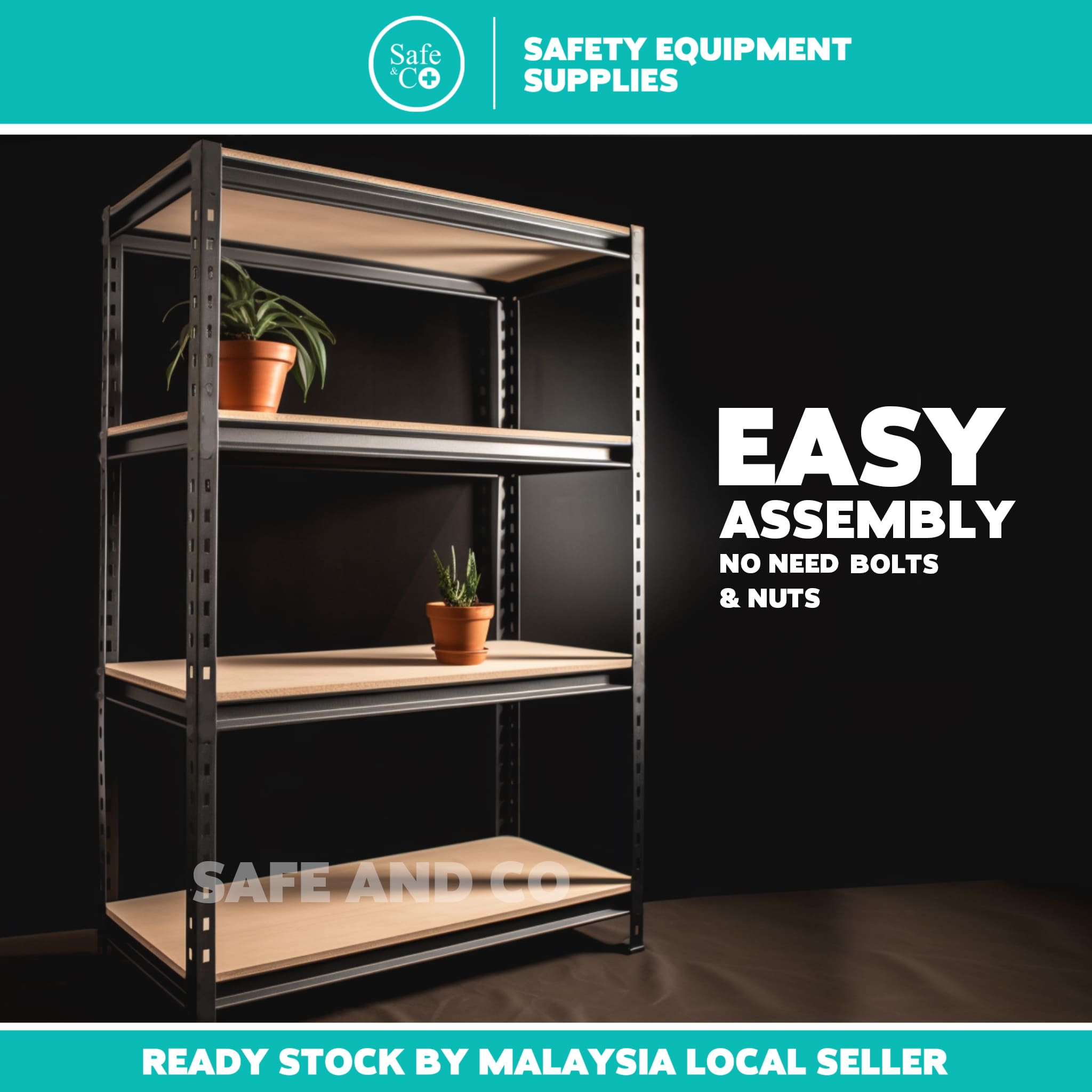 Black 4 Tier Rak Boltless Rack Heavy Duty Rak Besi Bertingkat Rak Dapur ...