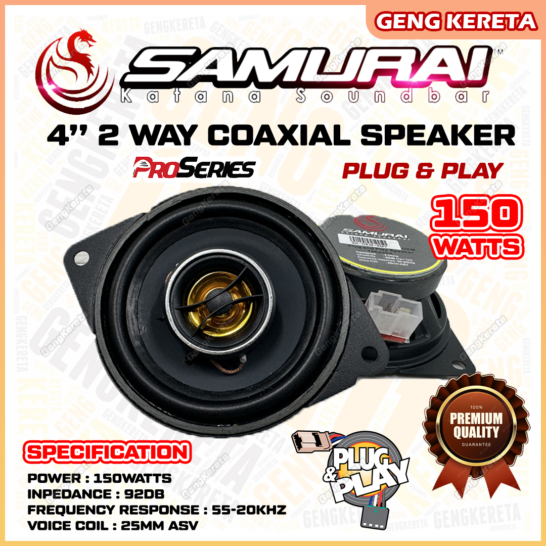 🔊 SAMURAI KATANA SOUNDBAR PRO SERIES 4 Inch 2 Way Plug & Play Front Rear OEM Car Audio Speaker ...