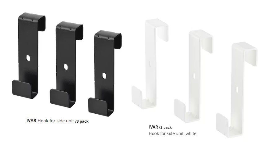 IKEA IVAR Hook for side unit | Cangkuk untuk Sisi | Black | White ...