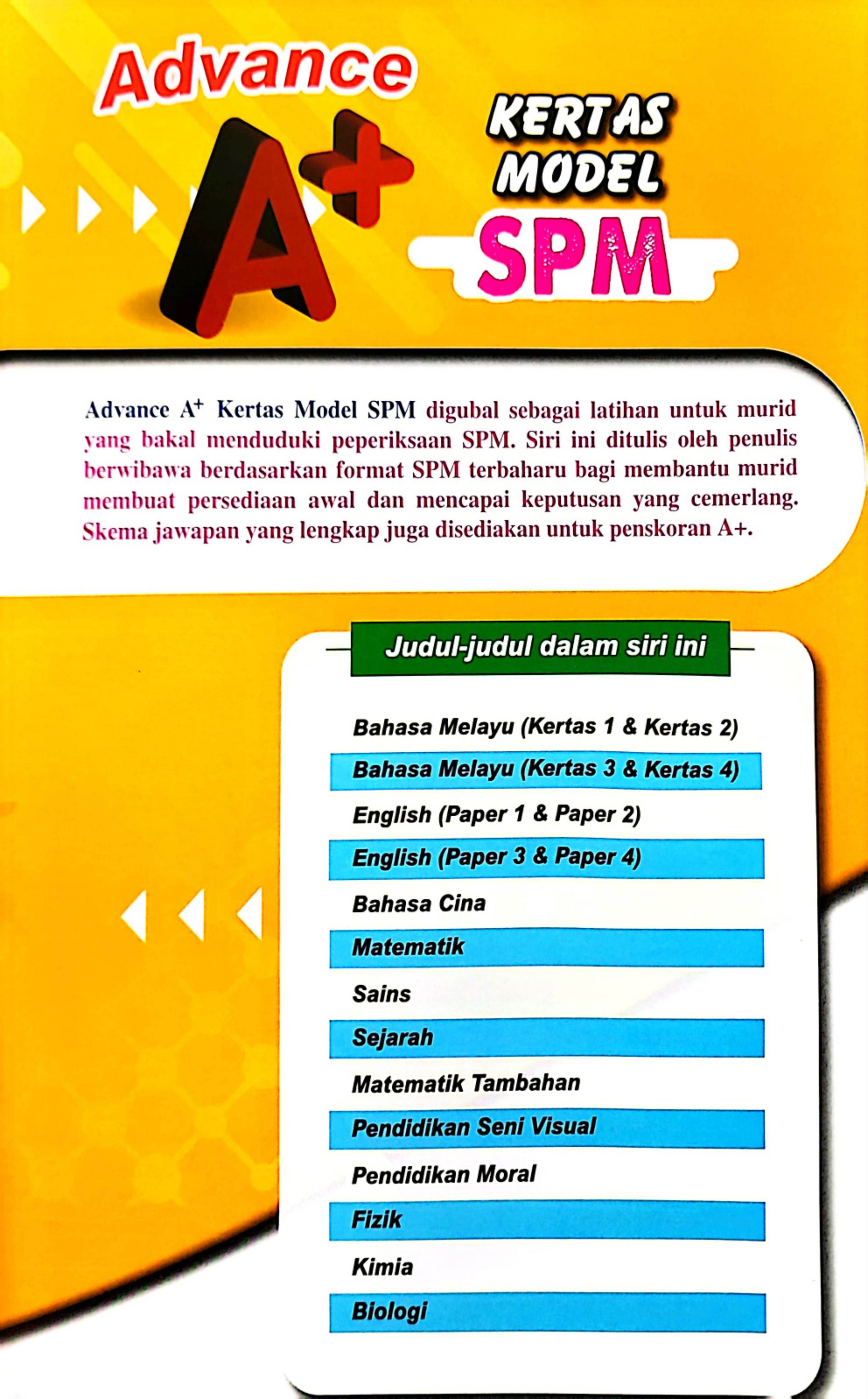 Buku Latihan Spm Advance A Kertas Model Spm Kssm Cemerlang