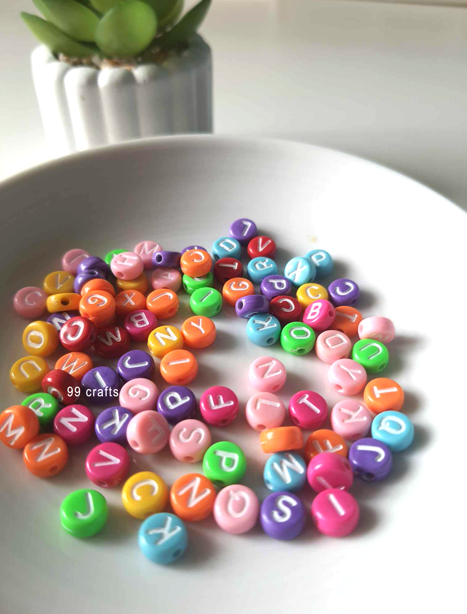 200 pcs tiny round alphabet beads, abc letter bead, mix assorted colors ...
