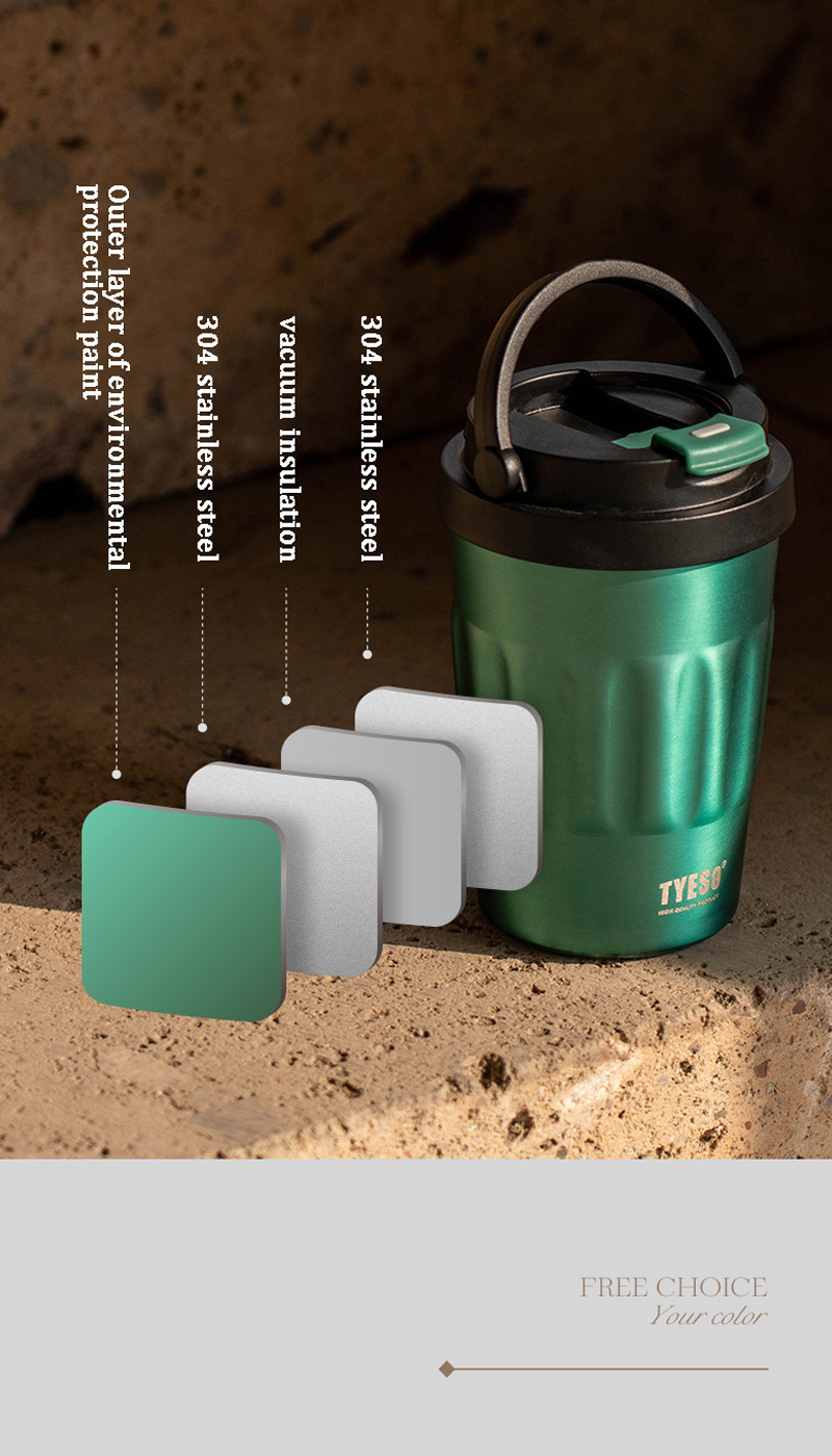 Tyeso Coffee Mug 500ml With Handle Design Free Pouch Bag 304 Stainless ...