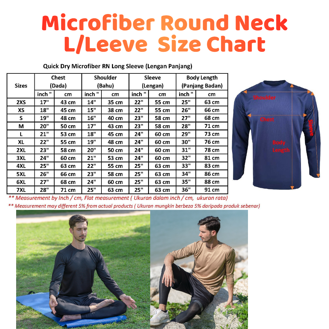RIGHTWAY BIG SIZE (4XL - 7XL) Microfiber Long Sleeve T Shirt Plus Size ...