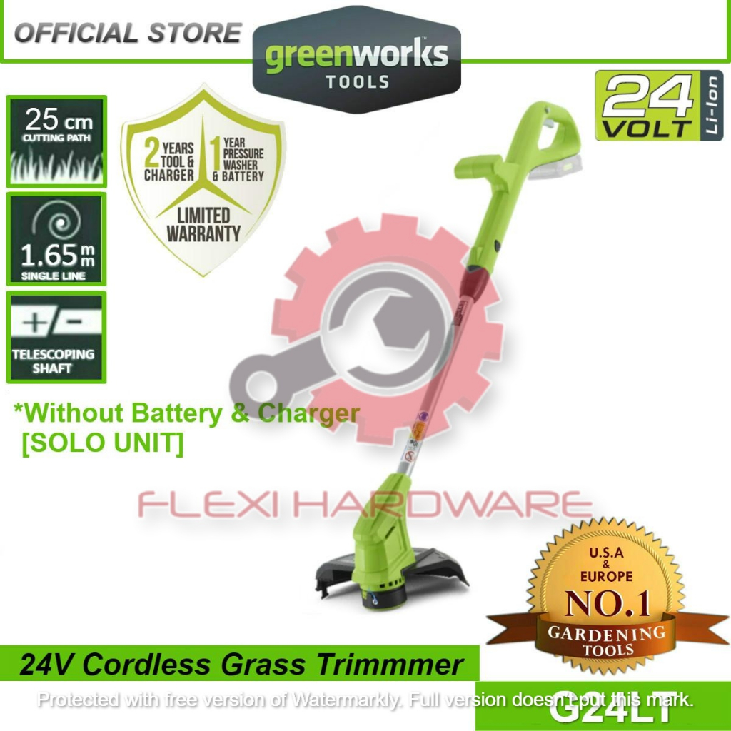 Greenworks G24LT Cordless 24V String Grass Trimming Cutter Trimmer ...