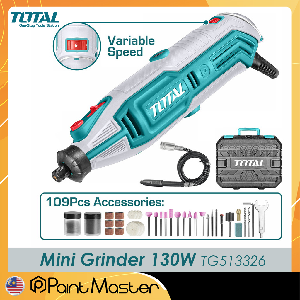 Total 130W Mini Die Grinder TG513326 | Rotary Tool Set Dremel Drill ...